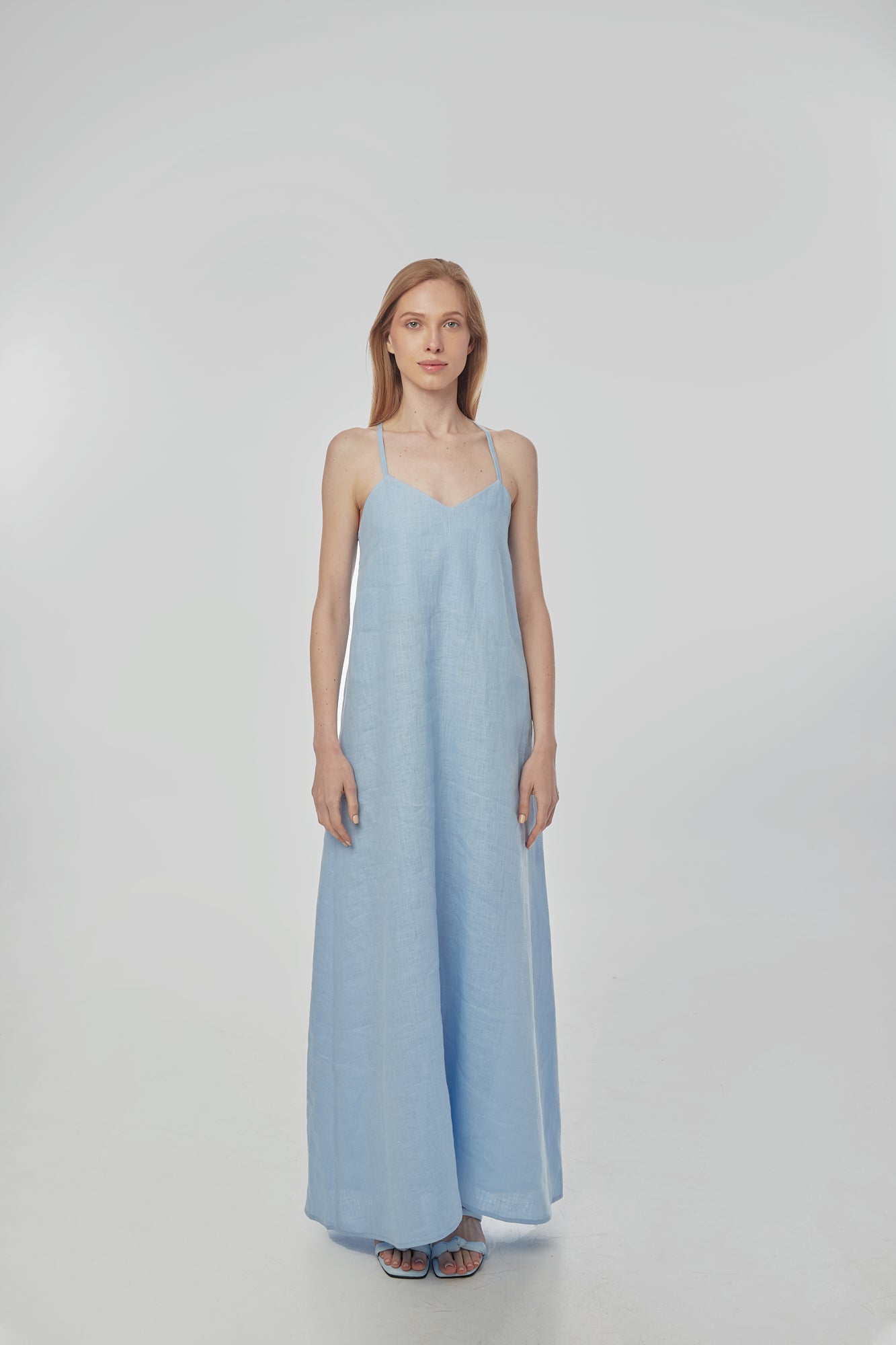 Sundress with thin elongated straps