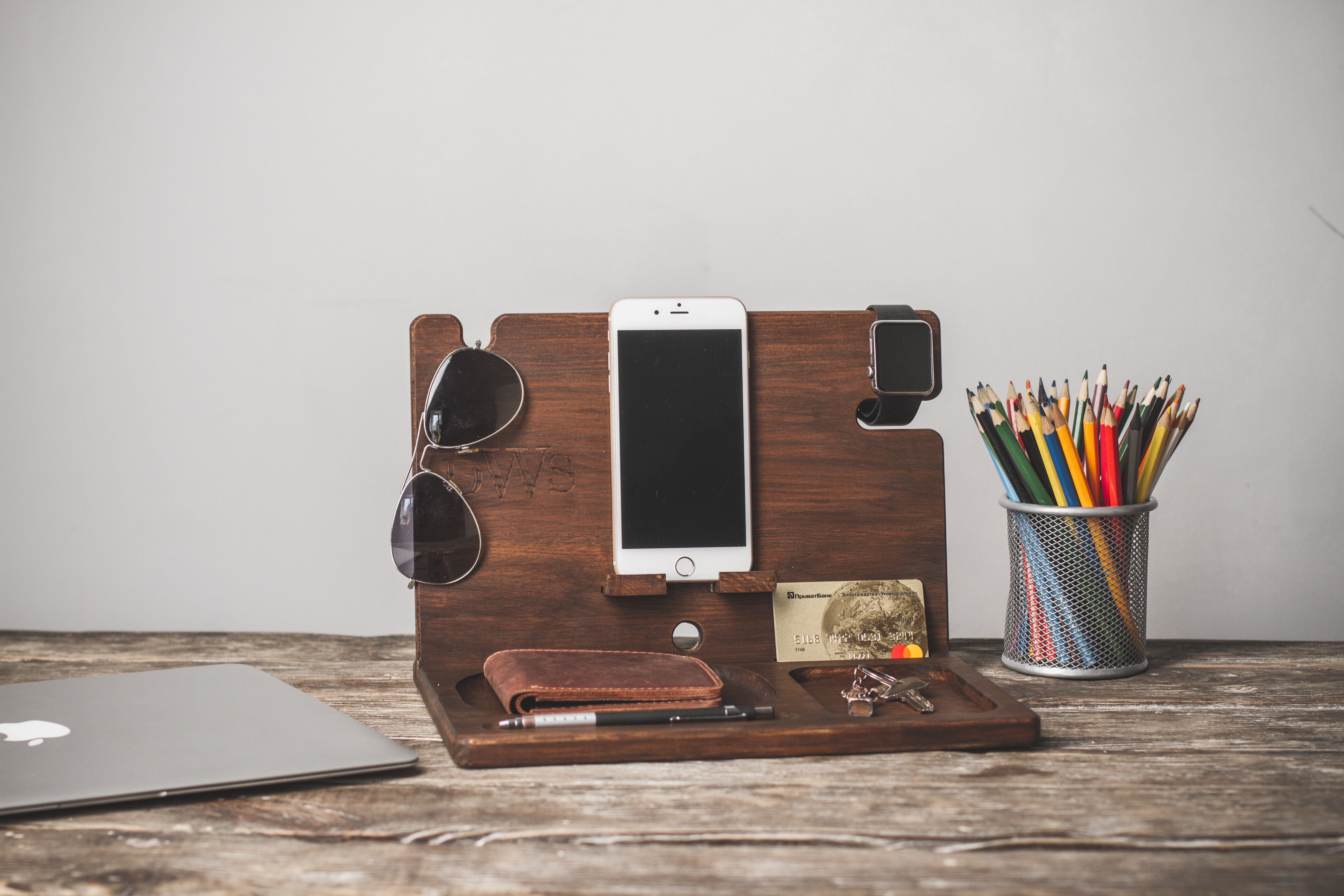 Custom Docking Station For Men Walnut